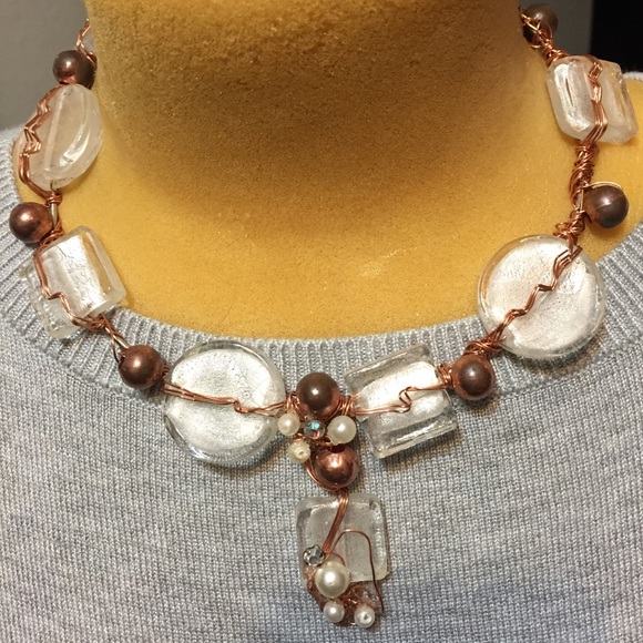 Jewelry | Copper Wire Wrapped Frosted Beads Choker | Poshmark